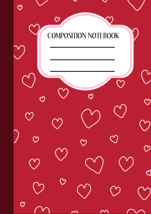 Red Modern & Minimal Hearts Composition Notebook Cover Design Template ...