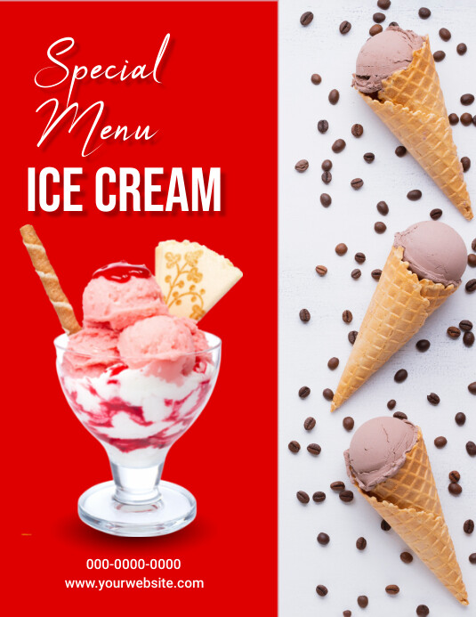 Copy of Red Modern & Minimal Ice Cream Flyer (us Lett | PosterMyWall
