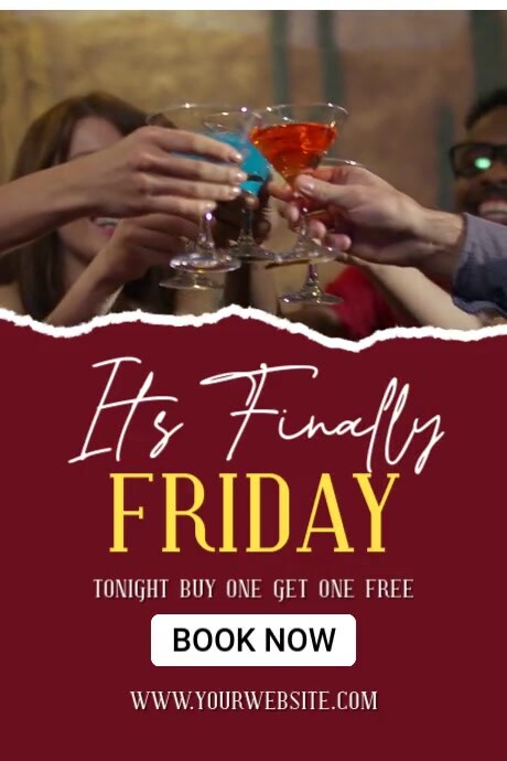 Copy of Red Modern & Minimal It's Friday Beer Bar Poster | PosterMyWall