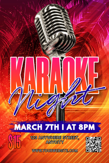 Red Modern & Minimal Karaoke Night Poster Template | PosterMyWall