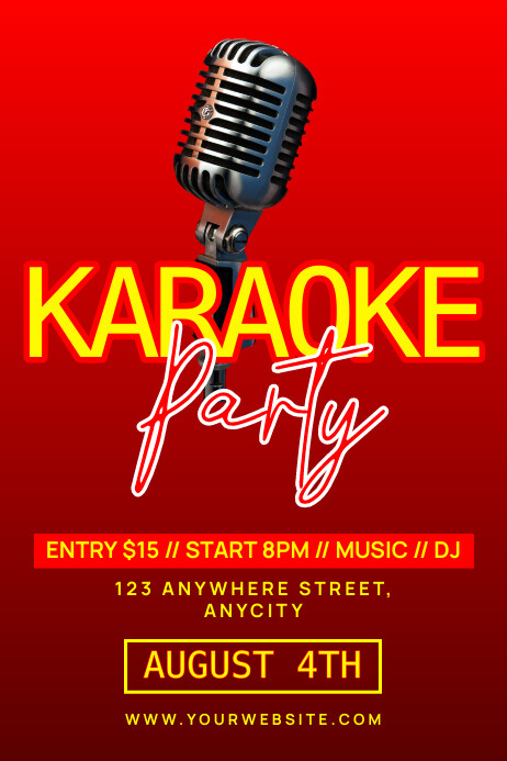Red Modern & Minimal Karaoke Party Poster Template | PosterMyWall