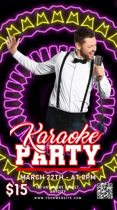 Red Modern & Minimal Karaoke Party Reel Instagram Template | PosterMyWall