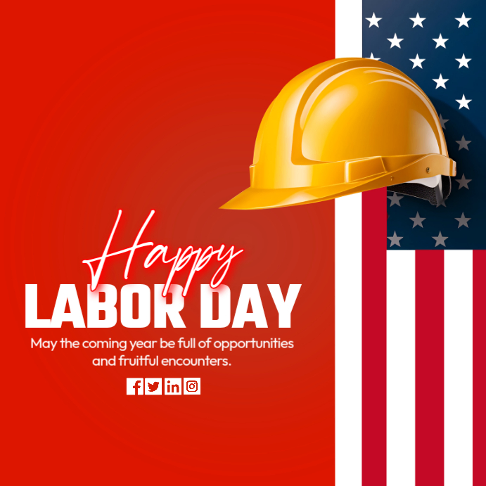 Red Modern & Minimal Labor Day Celebration Instagram Post Template ...