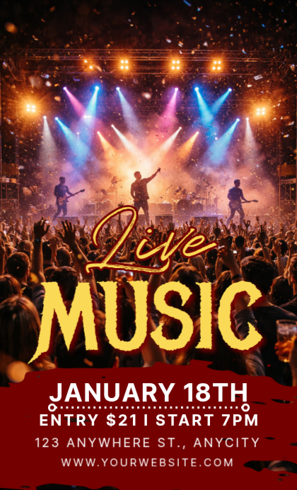 Red Modern & Minimal Live Music Legal As Template | PosterMyWall