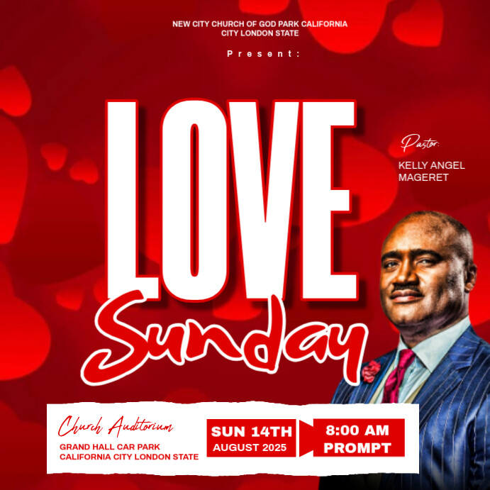 Copy of Red Modern & Minimal Love Sunday Invitation Template Design ...