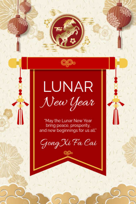 Plantilla de Red Modern & Minimal Lunar New Year Poster | PosterMyWall