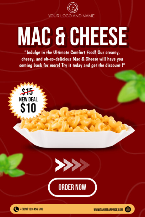 Copy of Red Modern & Minimal Mac And Cheese Food Sale Poster | PosterMyWall