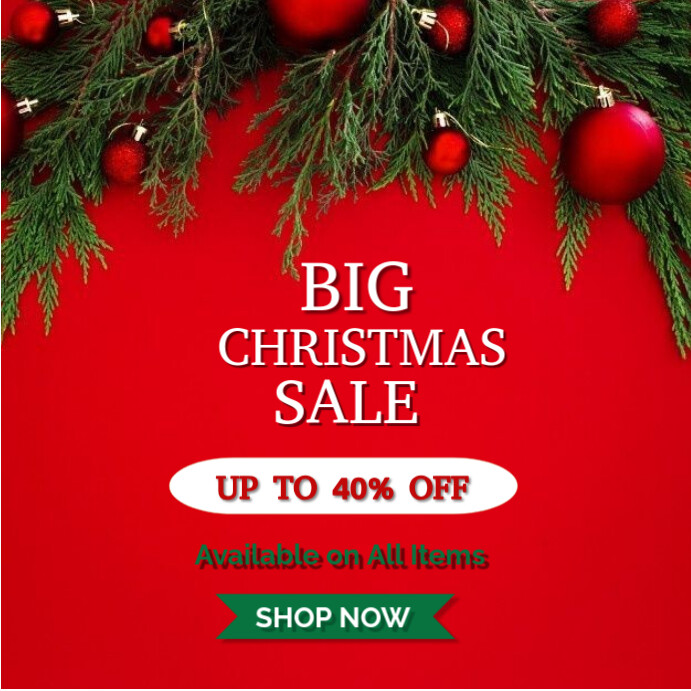 Red Modern & Minimal Merry Christmas Discount Sale Template Instagram ...