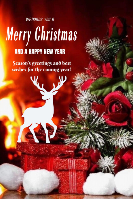 Red Modern & Minimal Merry Christmas Poster Template | PosterMyWall