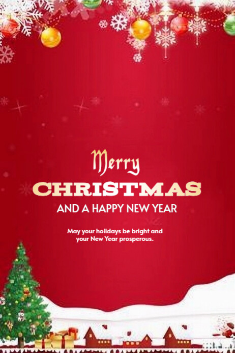 Red Modern & Minimal Merry Christmas Poster Template | PosterMyWall