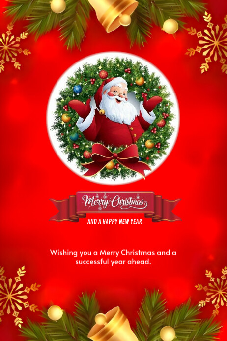 Red Modern & Minimal Merry Christmas Poster Template | PosterMyWall