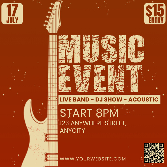 Red Modern & Minimal Music Event Pos Instagra Template | PosterMyWall