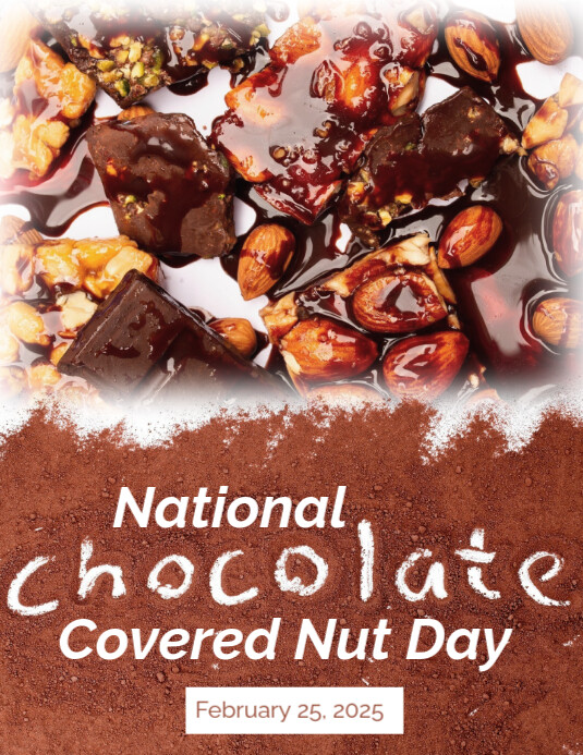 Red Modern & Minimal National Chocolate Covered Nut Day Flyer (us ...
