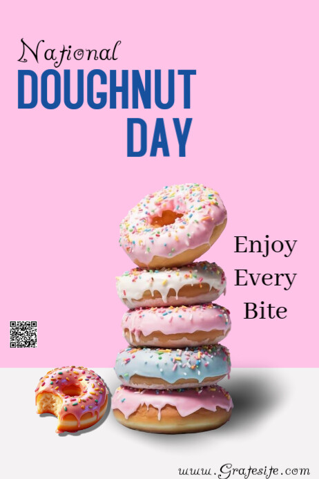 Copy of Red Modern & Minimal National Doughnut Day Poster | PosterMyWall