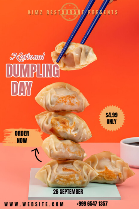 Red Modern & Minimal National Dumpling Day Pinterest Graphic Template ...