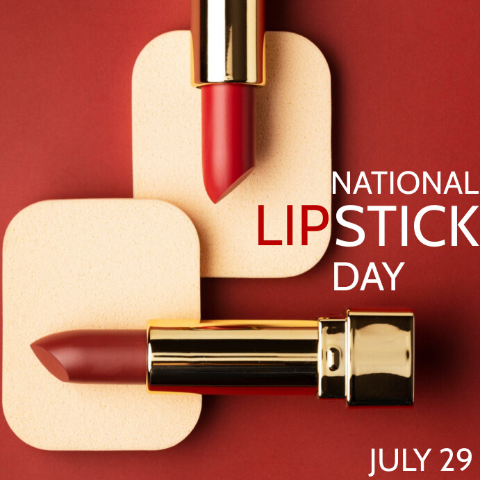 Red Modern & Minimal National Lipstick Day I Template | PosterMyWall