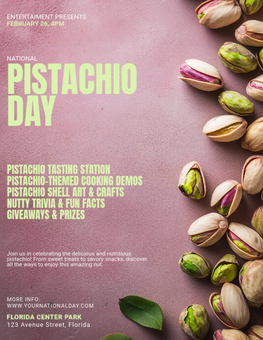 Red Modern & Minimal National Pistachio Day Flyer (us Letter) Template ...