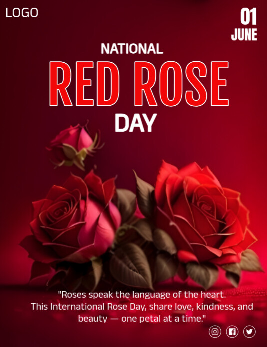 Red Modern & Minimal National Red Rose Day Flyer (us Letter) Template ...