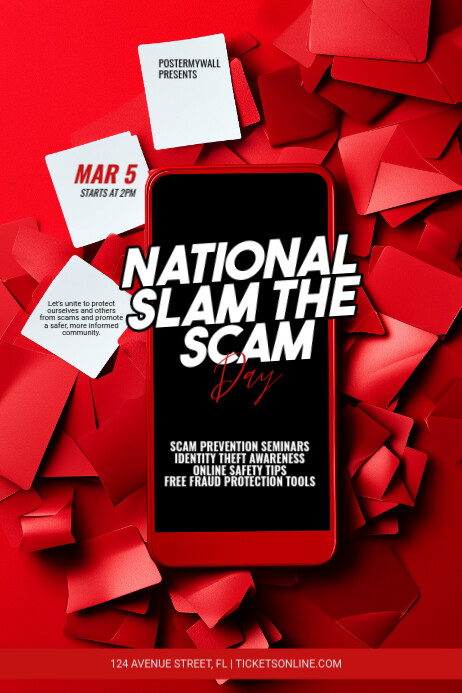 Copy of Red Modern & Minimal National Slam The Scam Day Event ...