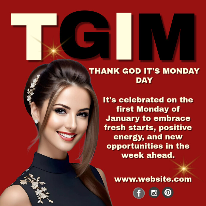 Red Modern & Minimal National Thank God It's Monday Day Instagram Post ...