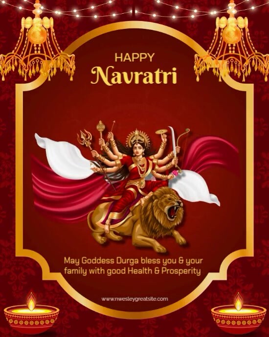 Plantilla de Red Modern & Minimal Navratri Instagram Portrait ...