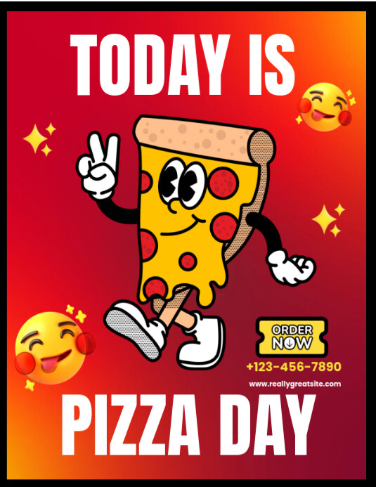 Copy of Red Modern & Minimal Pizza Day Flyer (us Letter) | PosterMyWall