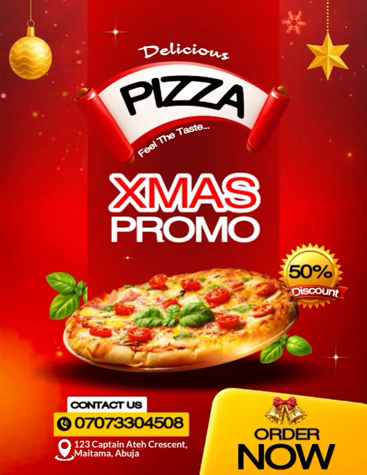 Red Modern & Minimal Pizza Hut Xmas Deal Flyer (us Letter) Template ...