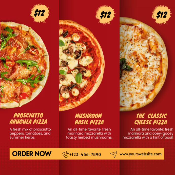 Copy of Red Modern & Minimal Pizza Menu Pos Instagram | PosterMyWall