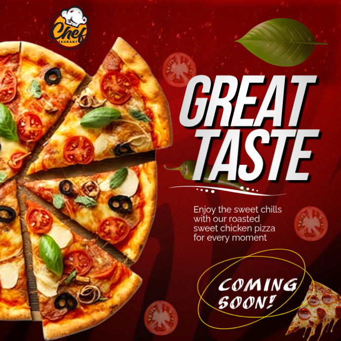 Plantilla de Rojo Pizza Promotion Cuadrado | PosterMyWall