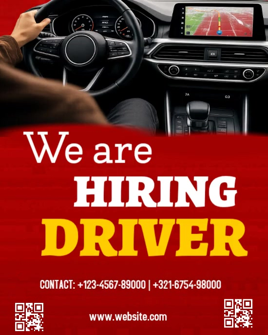 Red Modern & Minimal Professional Driver Hiring Poster Instagram ...