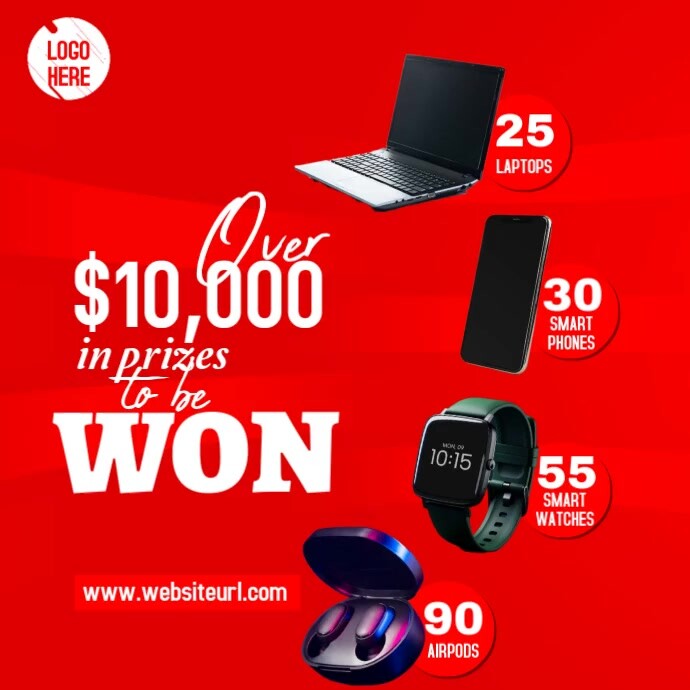 Red Modern & Minimal Promotional Win Prizes Flyer Instagram Post ...