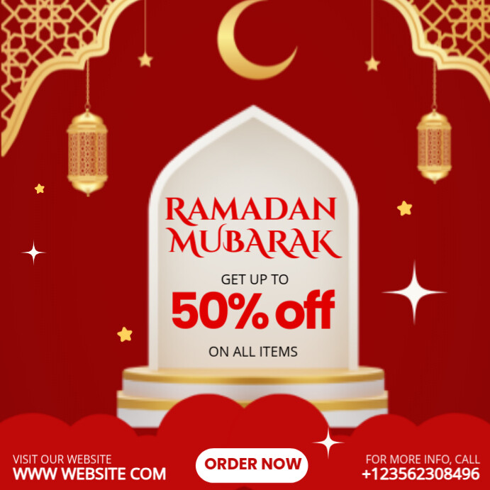 Red Modern & Minimal Ramadan Mubarak Sales Ramadan Special Offers ...