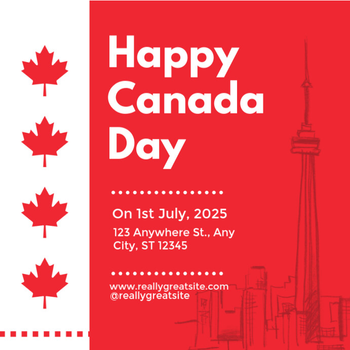 Plantilla de Red Modern & Minimal Red Canada Day Instagram Post ...