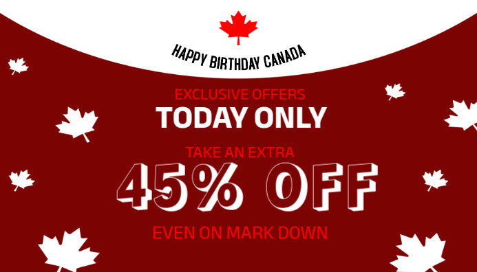 Red Modern & Minimal Red Canada Day Sale Poster Blog Header Template ...