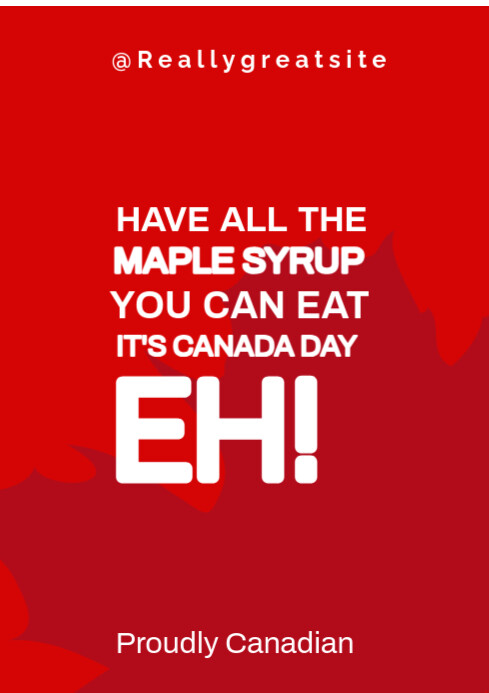 Red Modern & Minimal Red Color Happy Canada Day A4 Template | PosterMyWall