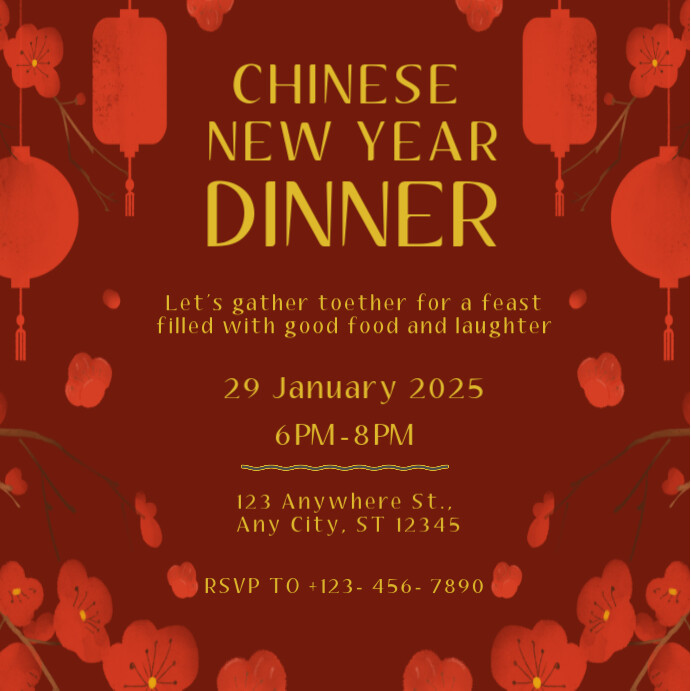 Copy of Red Modern & Minimal Red Elegant Chinese New Year Dinner ...