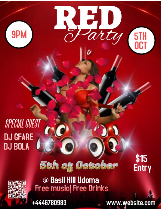 Copy of Red Modern & Minimal Red Party Flyer (us Lett | PosterMyWall