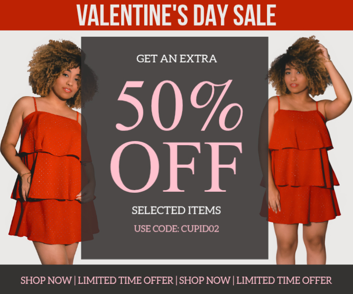 Plantilla de Red Modern & Minimal Red Valentine's Day Sale Ad Medium ...