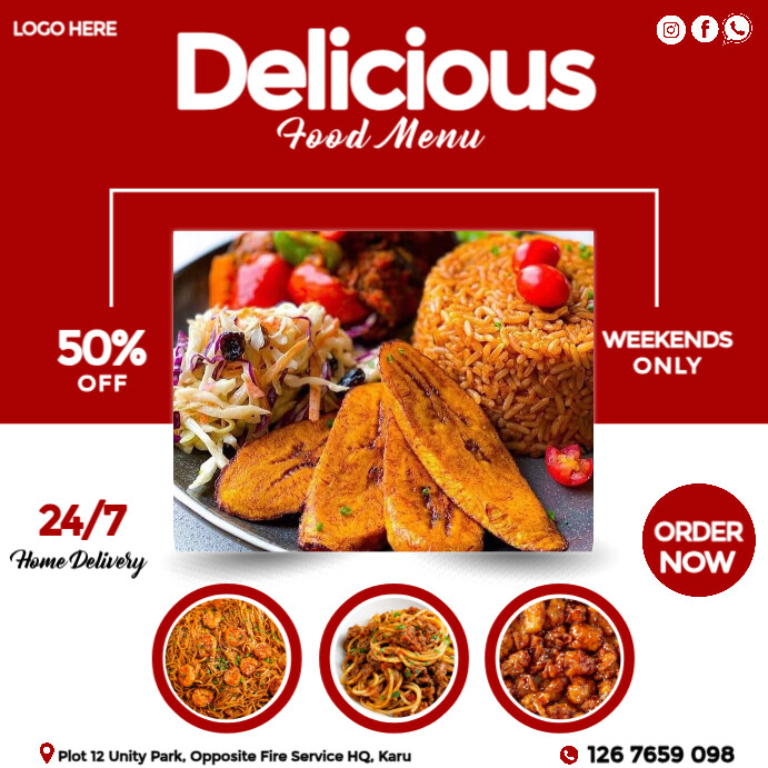 Copy of Red Modern & Minimal Restaurant Food Flyer Instagram Post ...