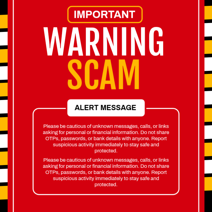 Red Modern & Minimal Scam Alert Warning Instagram Post Template ...