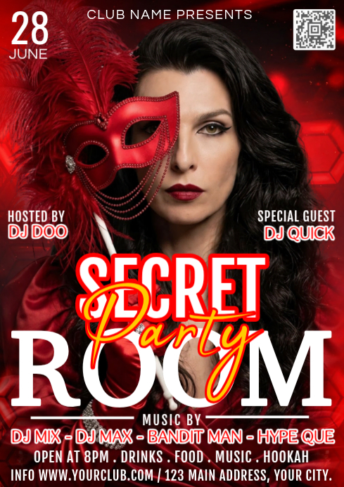 Red Secret Party A4 Template | PosterMyWall