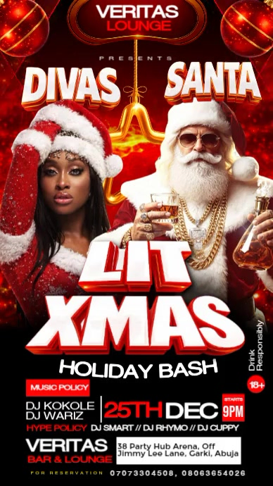 Red Modern & Minimal Secret Santa And Divas Club Party Instagram Story ...