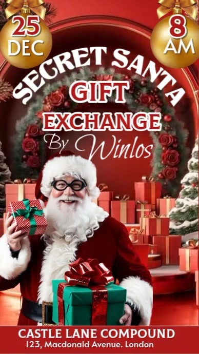 Red Modern & Minimal Secret Santa Gift Exchange Flyer Template ...
