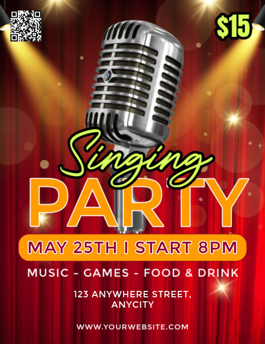 Red Modern & Minimal Singing Party Pamflet (letter As) Template ...