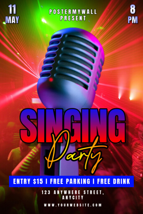 Copy of Red Modern & Minimal Singing Party Poster | PosterMyWall