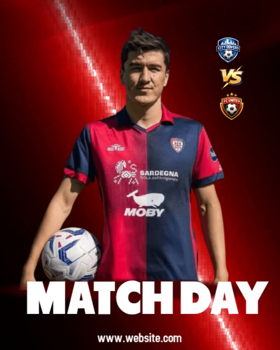 Red Modern & Minimal Soccer Match Day Flyer Instagram Portrait Template ...