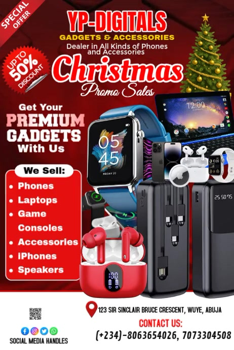 Red Modern & Minimal Special Christmas Phones And Gadgets Store Promo ...
