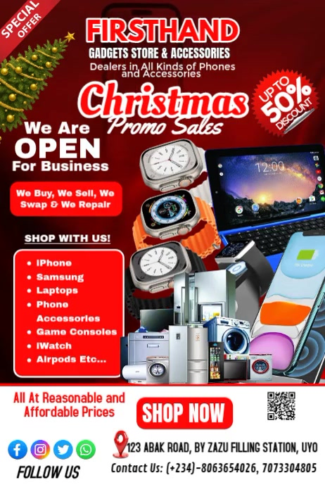 Red Modern & Minimal Special Christmas Phones And Gadgets Store Promo ...