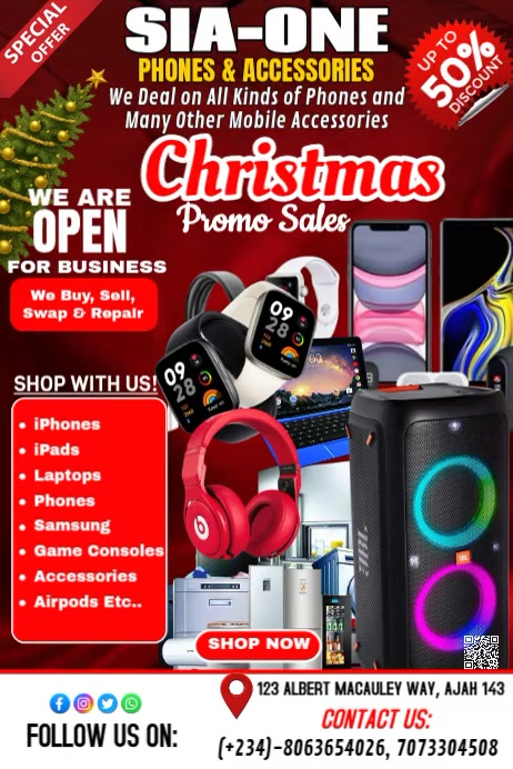 Copy of Red Modern & Minimal Special Christmas Phones And Gadgets Store ...