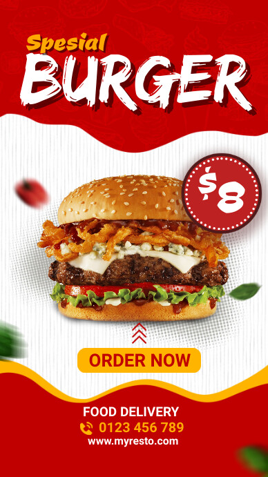 Red Modern & Minimal Spesial Burger Menu Inst Template | PosterMyWall